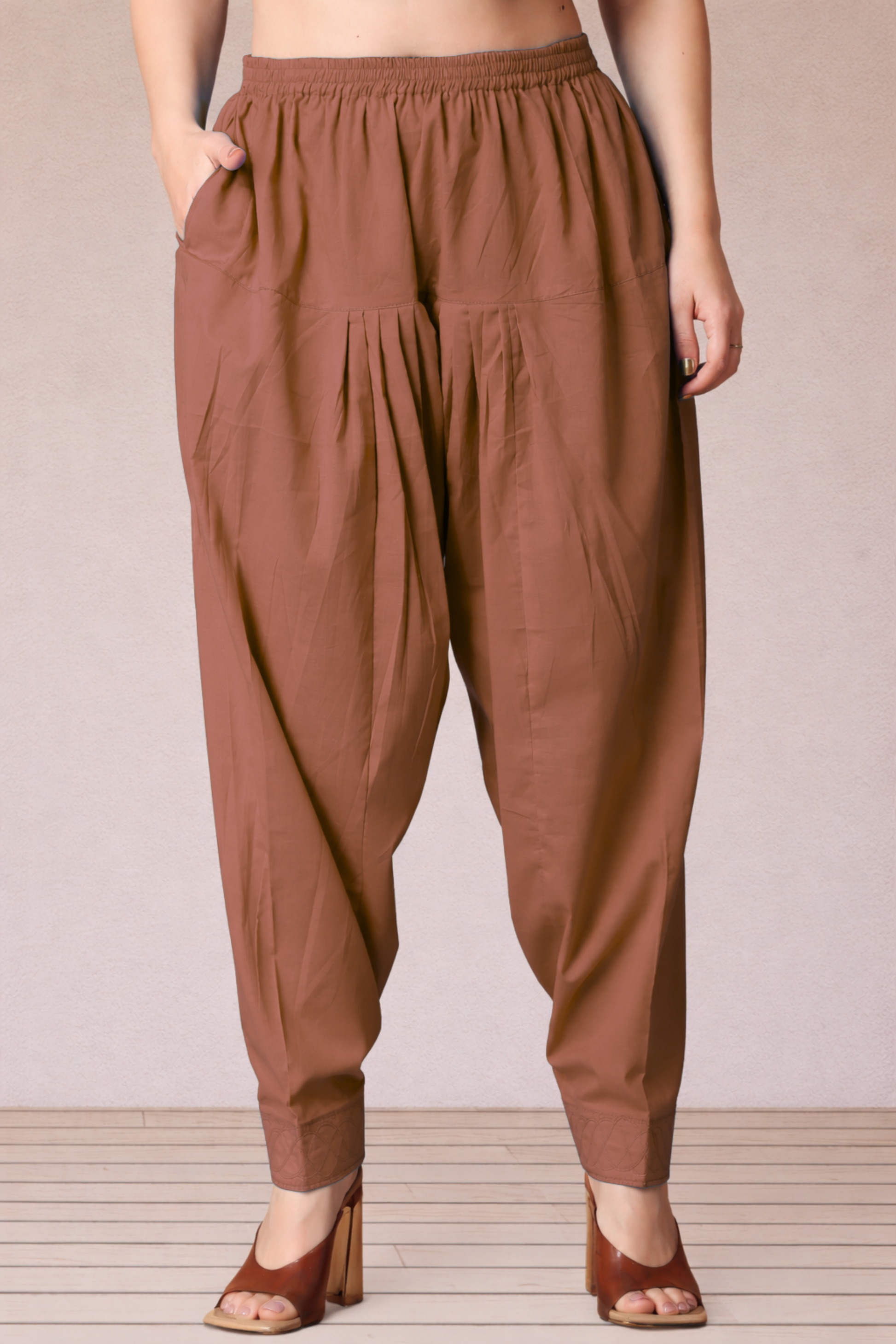 Buy Plus Size Brown Cotton Straight Salwar | Apella - The XS to 10XL Store