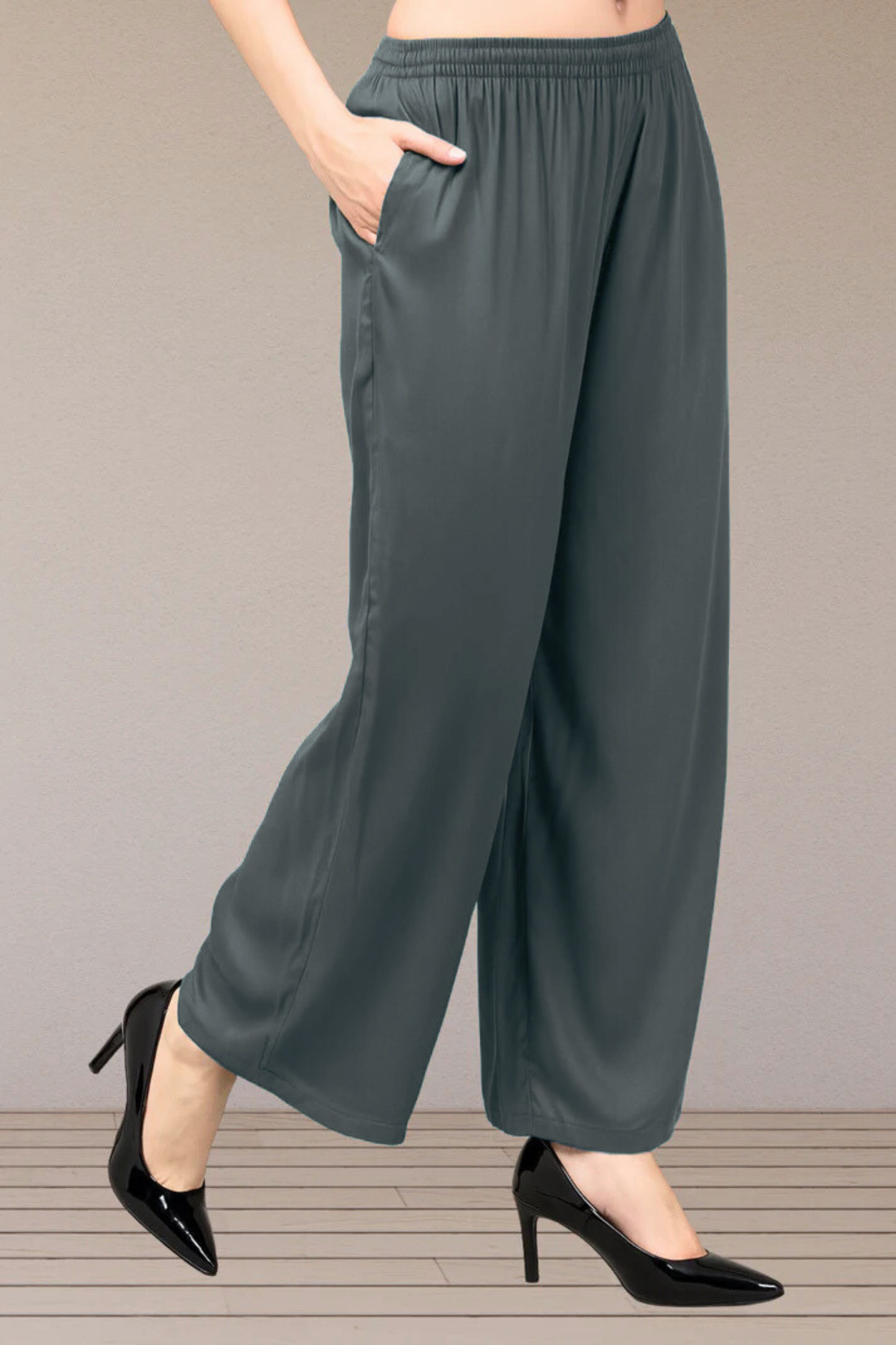 Buy Plus Size Grey Flared Palazzo Pant | Apella - The XS to 10XL Store