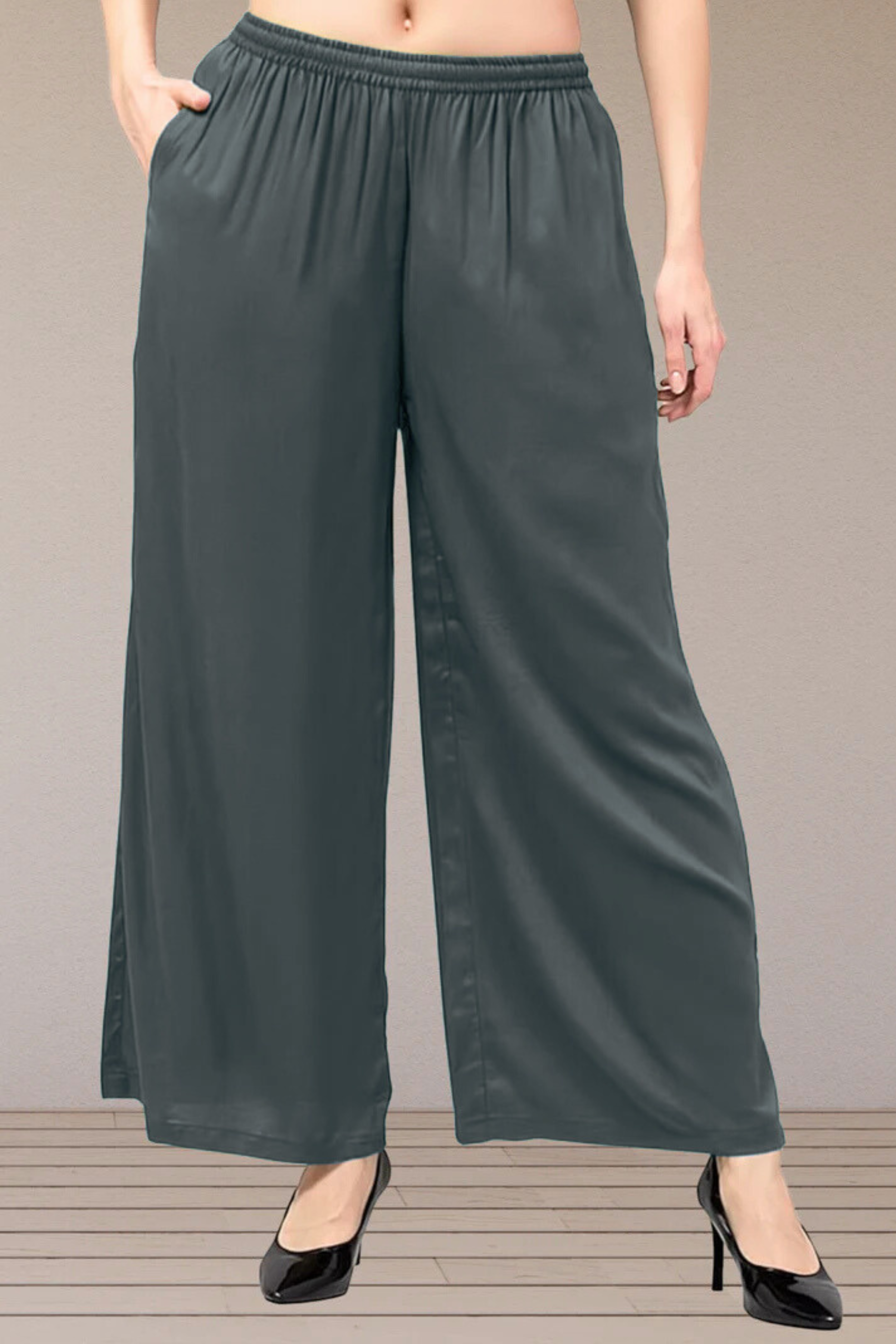 Buy Plus Size Grey Flared Palazzo Pant | Apella - The XS to 10XL Store