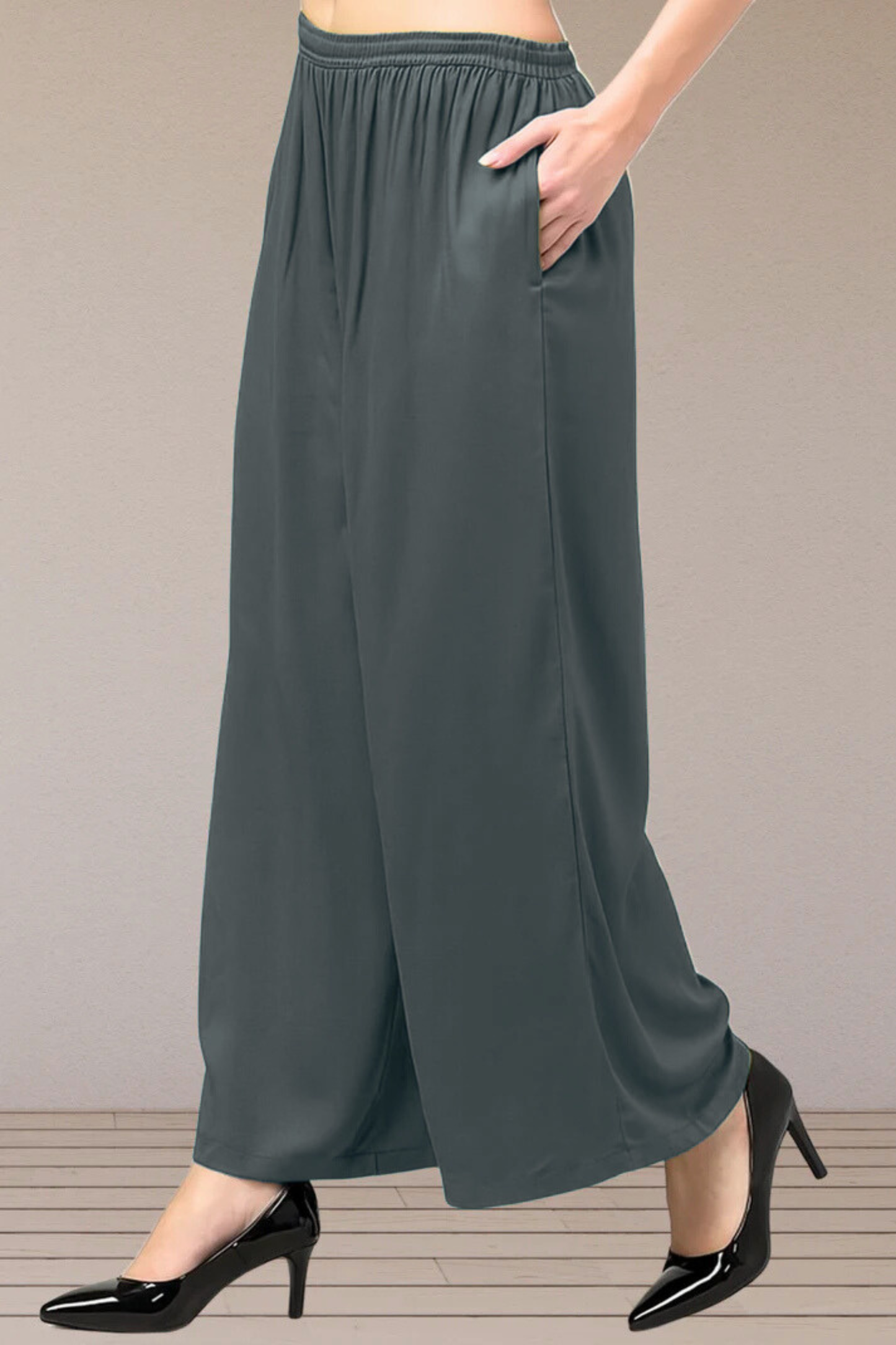Buy Plus Size Grey Flared Palazzo Pant | Apella - The XS to 10XL Store