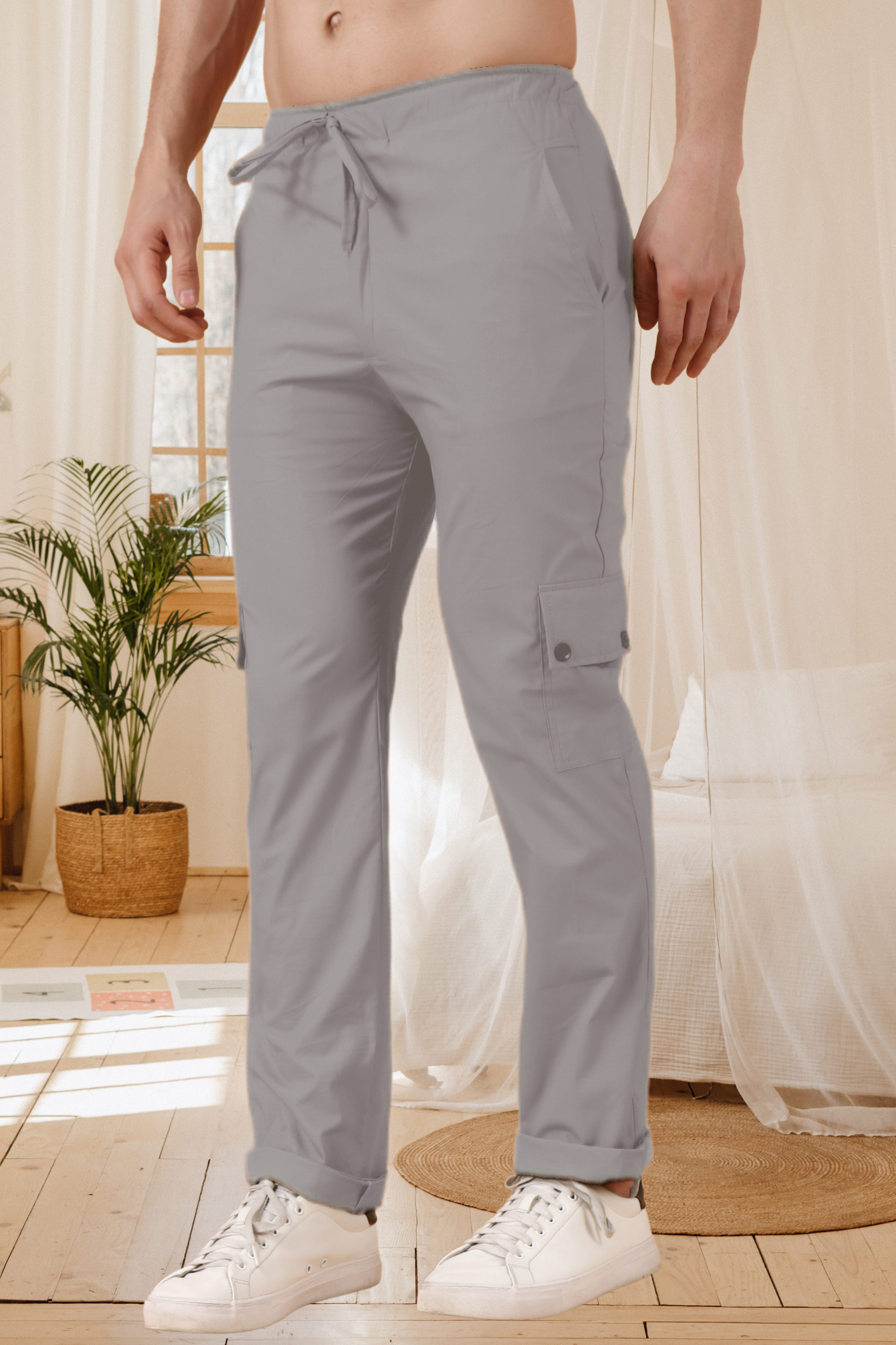 Buy Plus Size Light Grey Cotton Cargo | Apella - The XS to 10XL Store