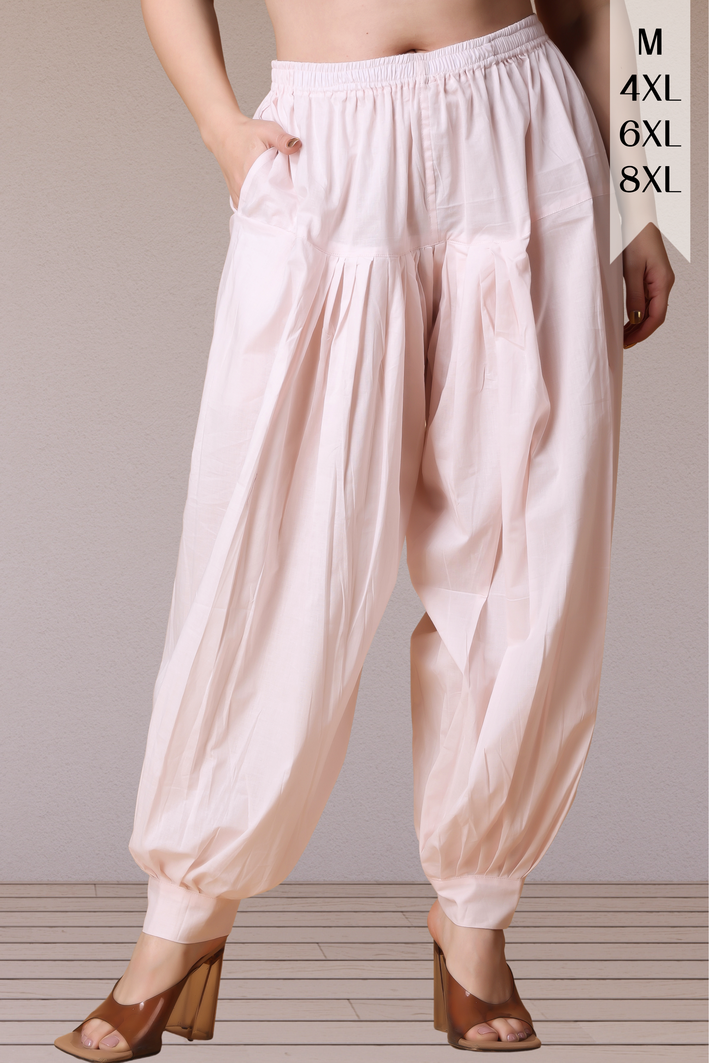 Buy Plus Size Very Light Pink Cotton Afghani Salwar | Apella - The XS ...