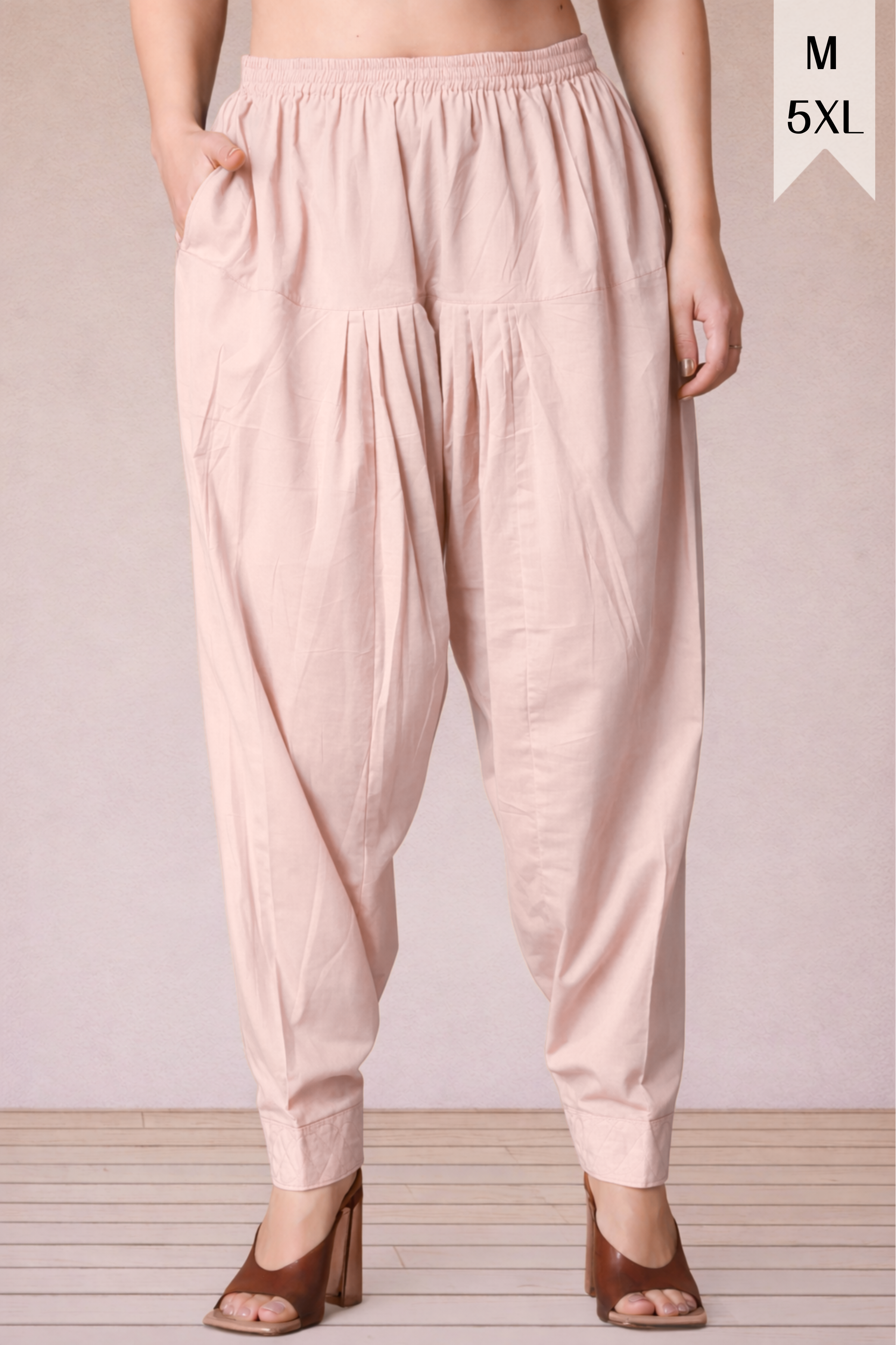 Buy Plus Size Very Light Pink Cotton Straight Salwar | Apella - The XS ...