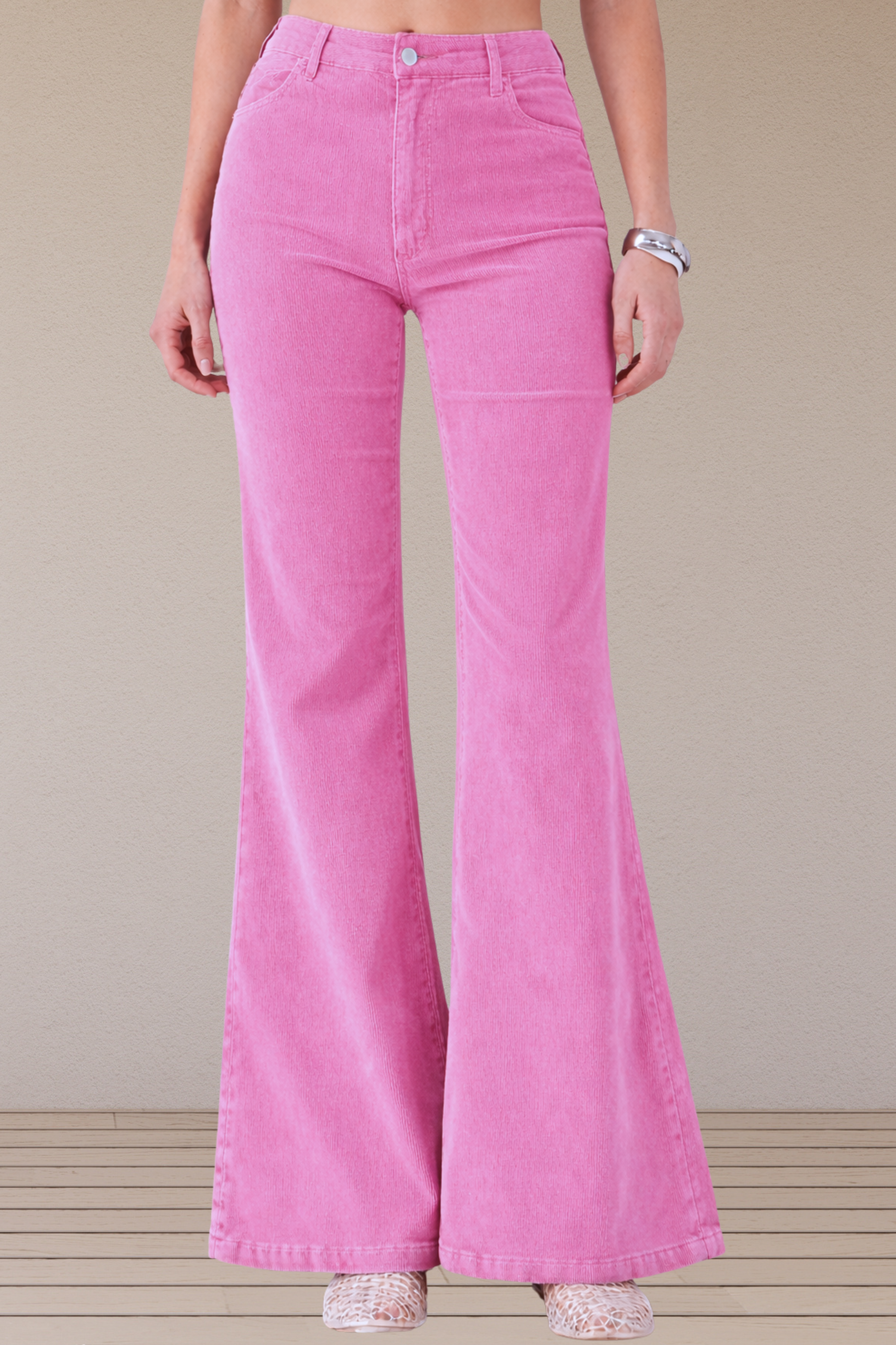 Buy Plus Size Pink Corduroy Bell Bottom | Apella - The XS to 10XL Store