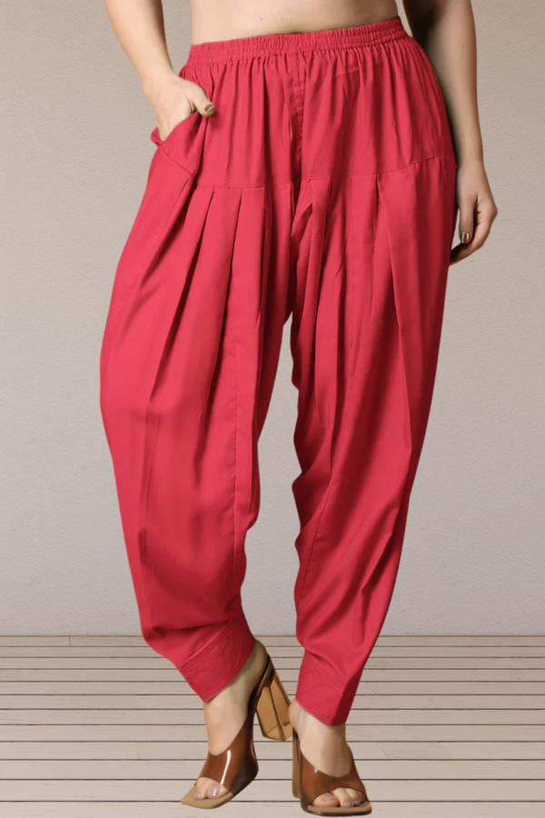 Buy Plus Size Rose Pink Pleated Rayon Salwar | Apella - The XS to 10XL ...