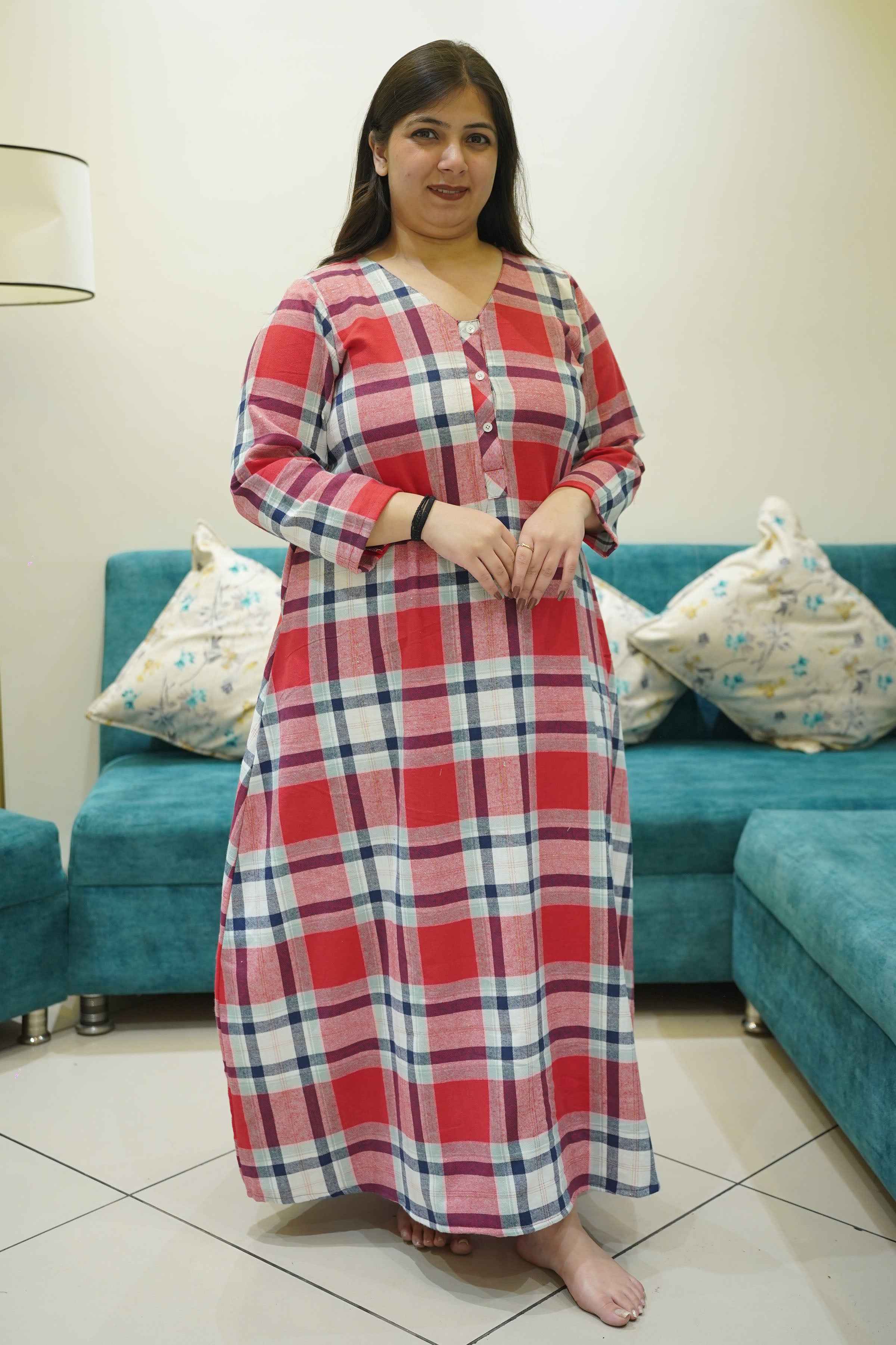 Cherry Frost Woollen Night Gown - Apella