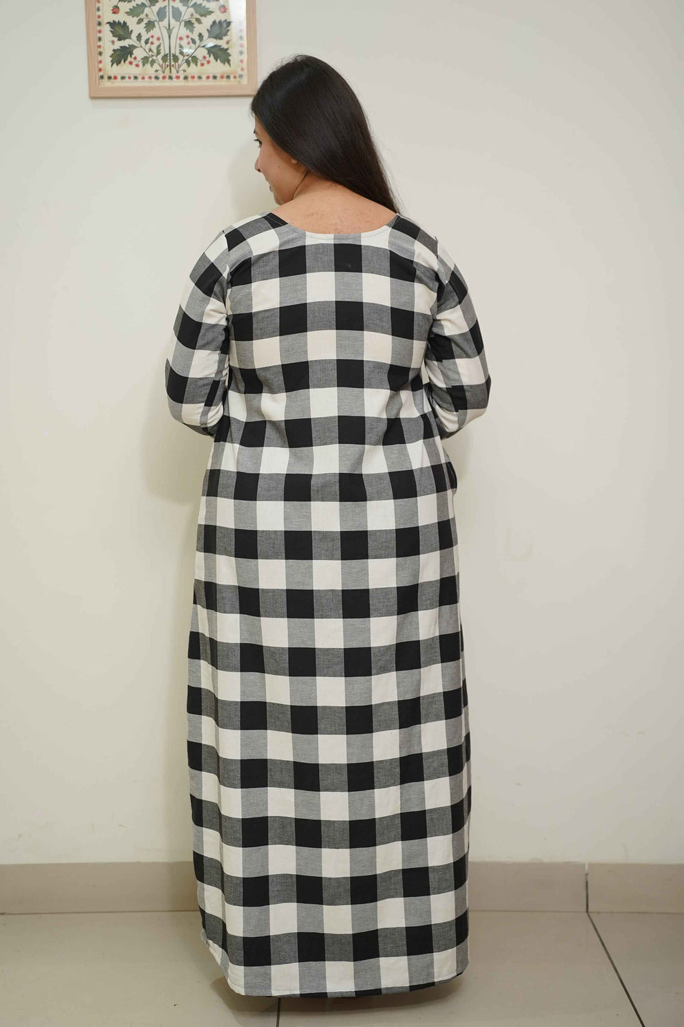 Classic Plaid Woollen Night Gown - Apella
