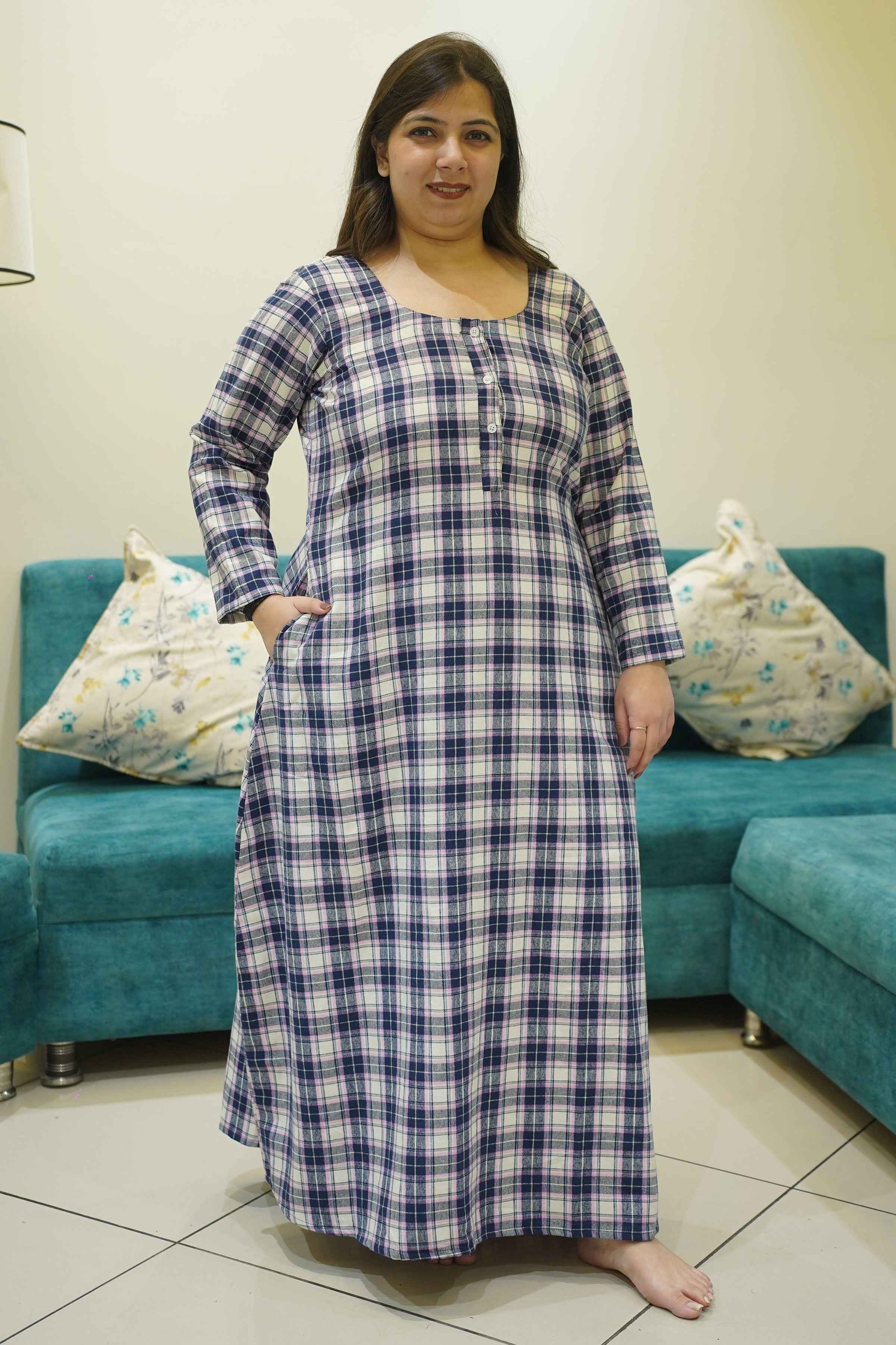 Indigo Cuddle Woollen Night Gown - Apella