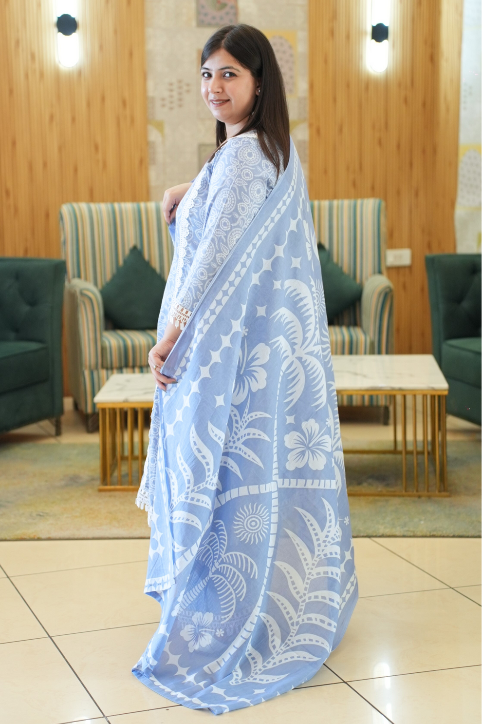 Buy Plus Size Muted Cobalt Cotton Suit Set | Apella - The XS to 10XL Store