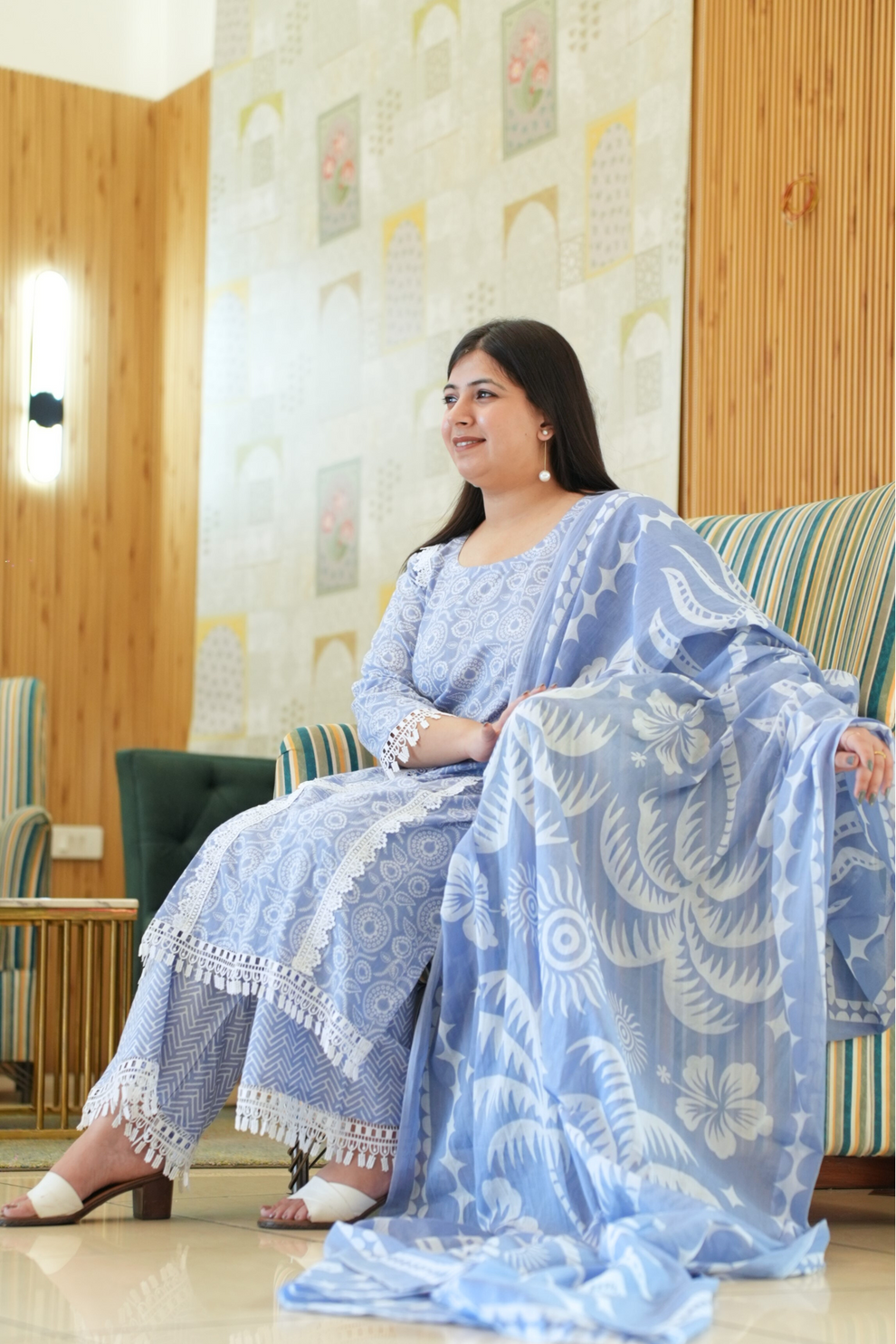 Buy Plus Size Muted Cobalt Cotton Suit Set | Apella - The XS to 10XL Store