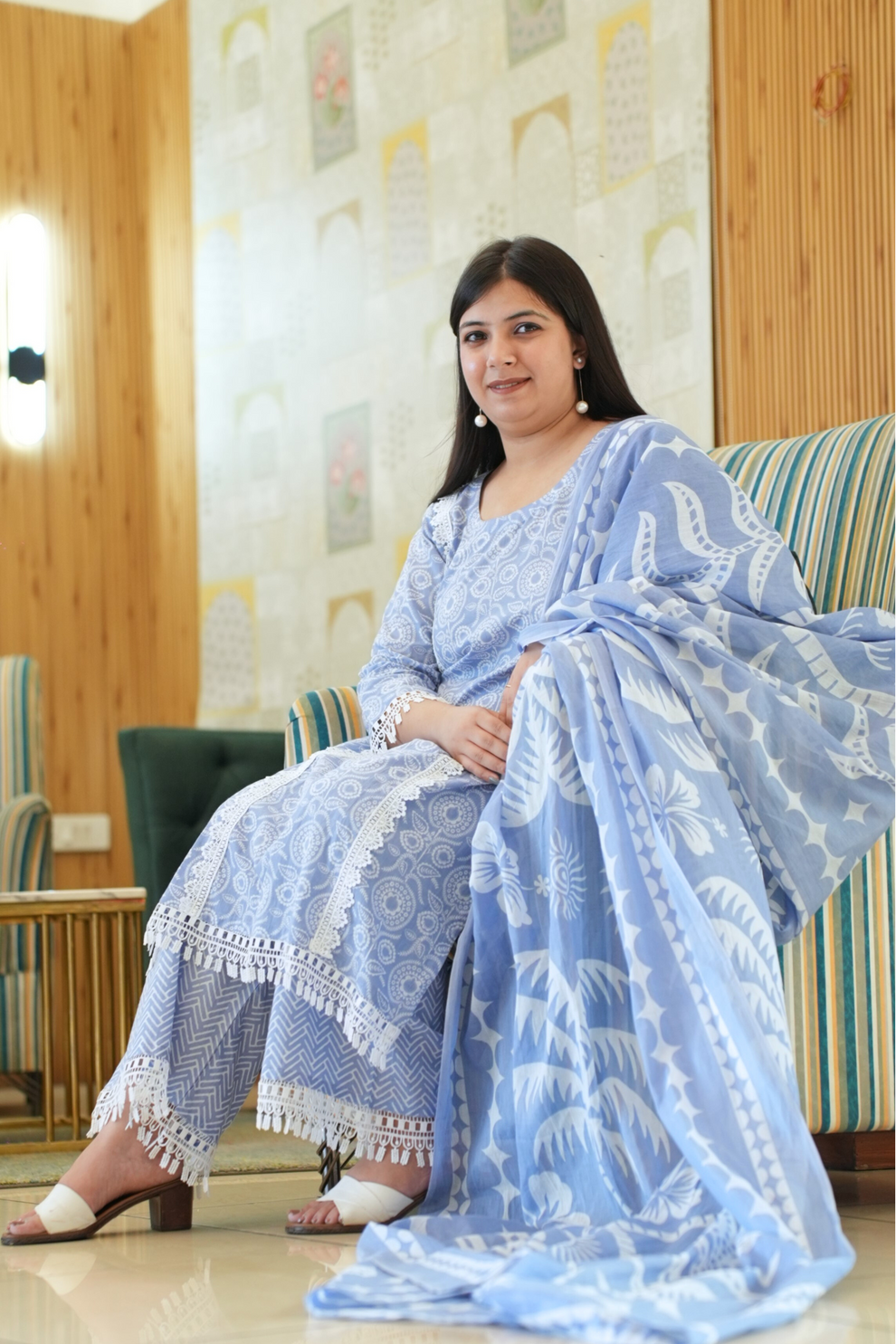 Buy Plus Size Muted Cobalt Cotton Suit Set | Apella - The XS to 10XL Store