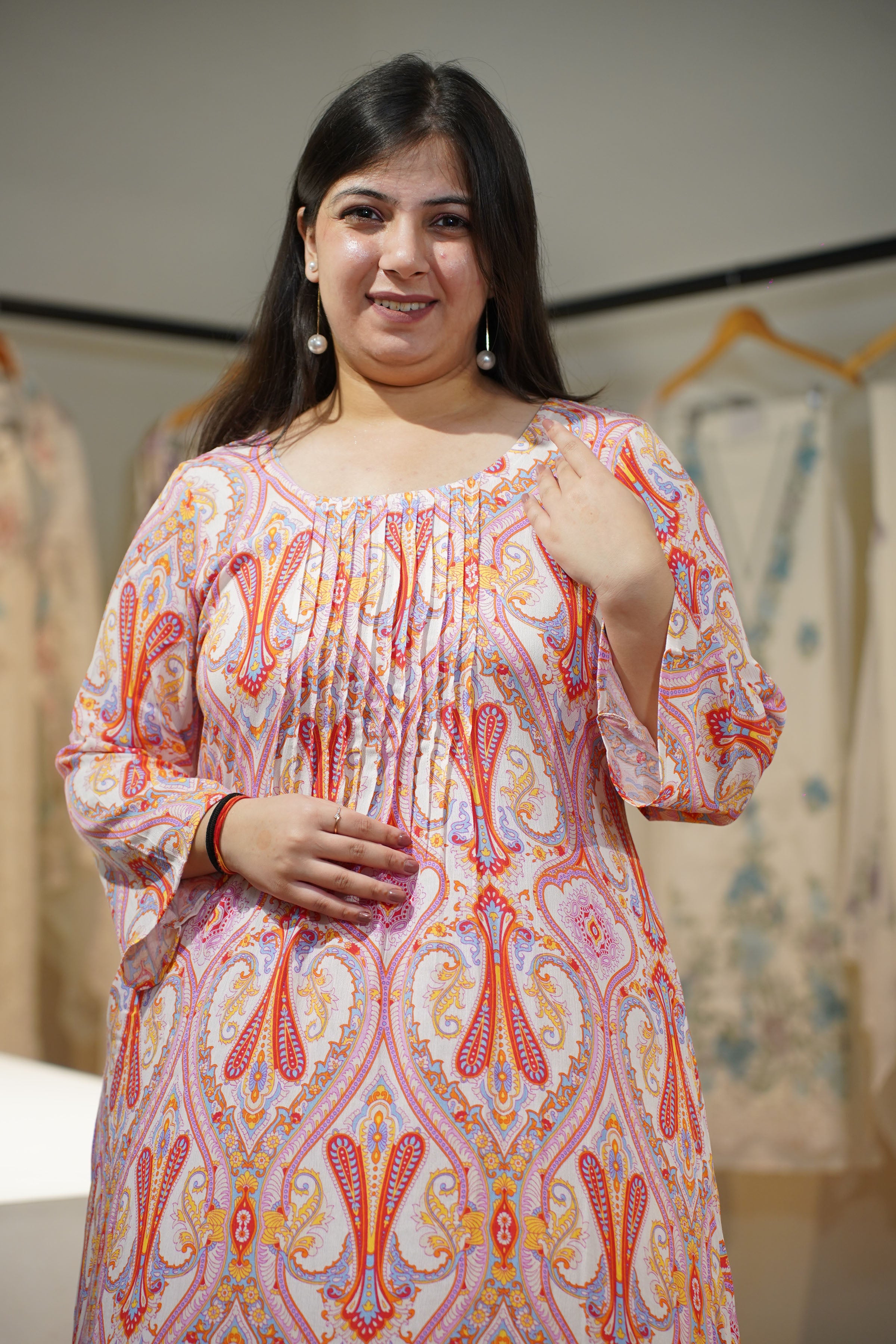 Peach Pintuck A-Line Afghani Suit | Apella - The XS to 10XL Store