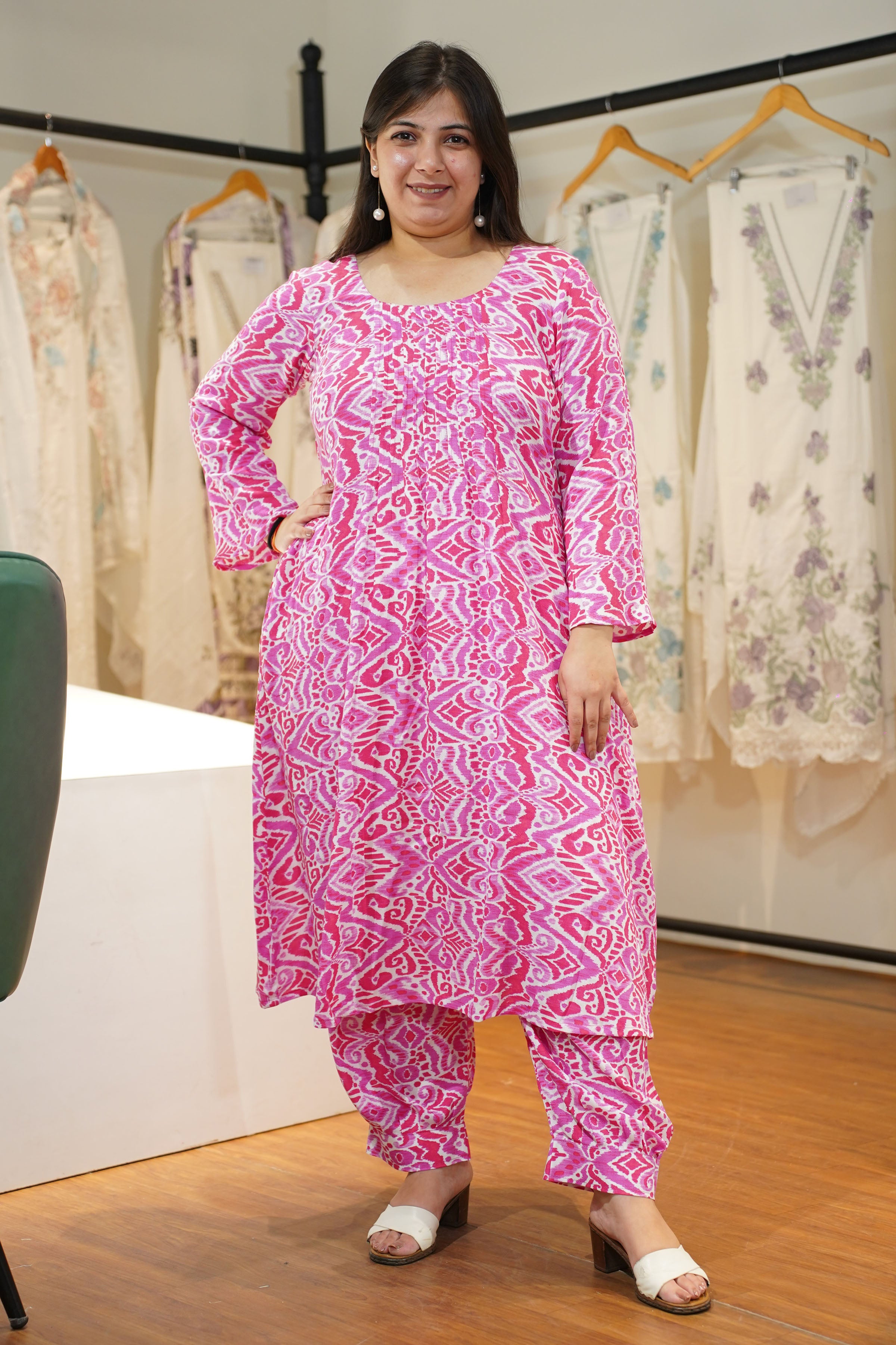 Buy Plus Size Fuchsia Pintuck A-Line Afghani Suit | Apella - The XS to ...