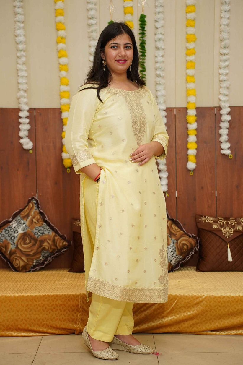 Buy Plus Size Pink Lemonade Jacquard Silk Suit | Apella - The XS to ...
