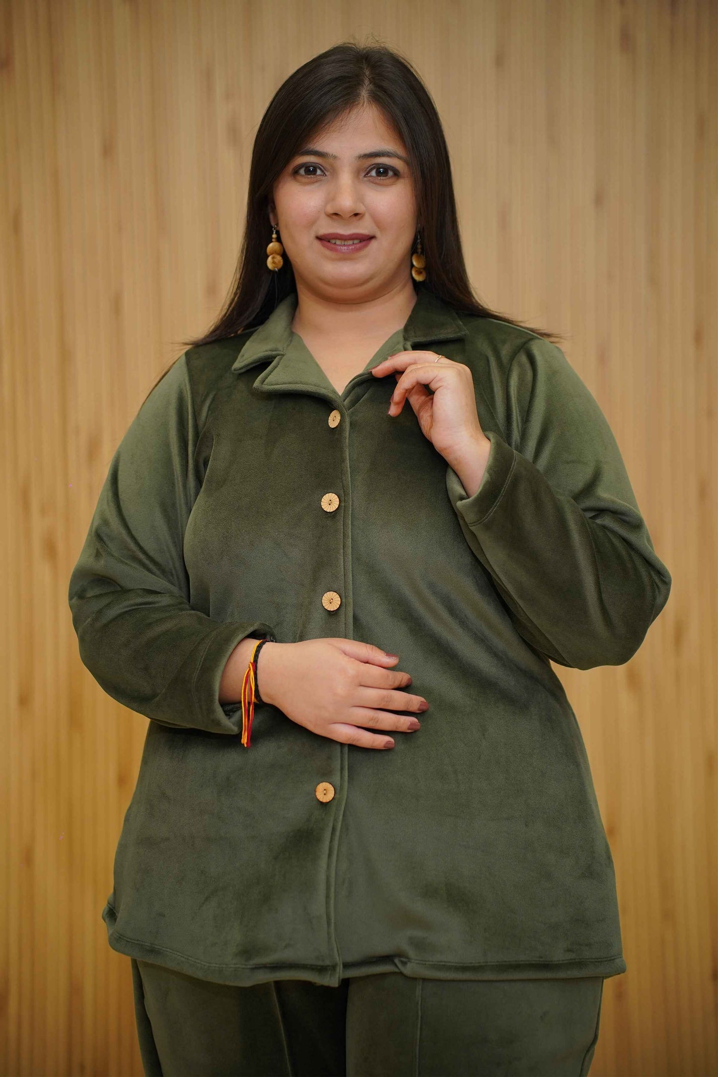 Buy Plus Size Earthy Olive Velvet Co-ord Set | Apella - The XS to 10XL ...