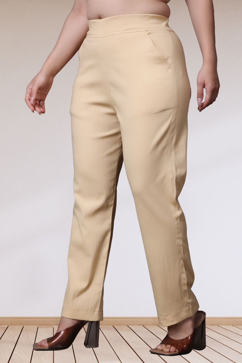 Buy Plus Size Skin Lycra Slub Pants | Apella - The XS to 10XL Store